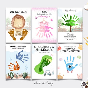 20 Design Fathers Day Handprint Footprint Keepsake for Dad, DIY ...