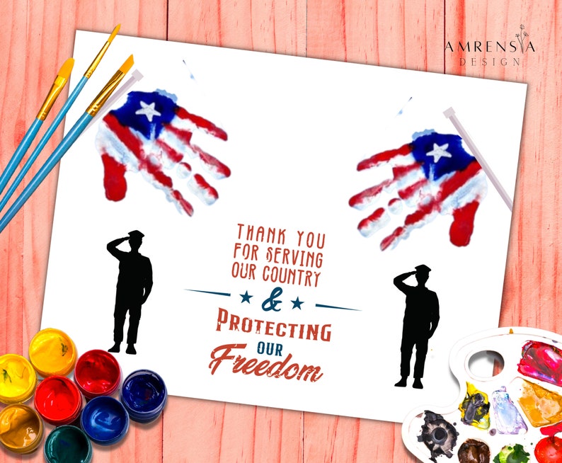 Easy Handprint Craft for Veterans Day Thank You for Your - Etsy