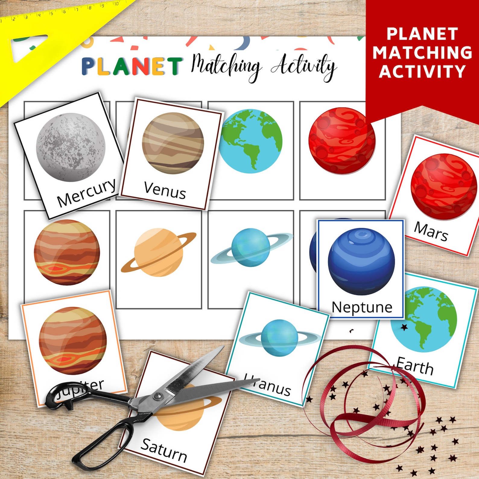 Planet Matching Activity Solar System Planets - Etsy