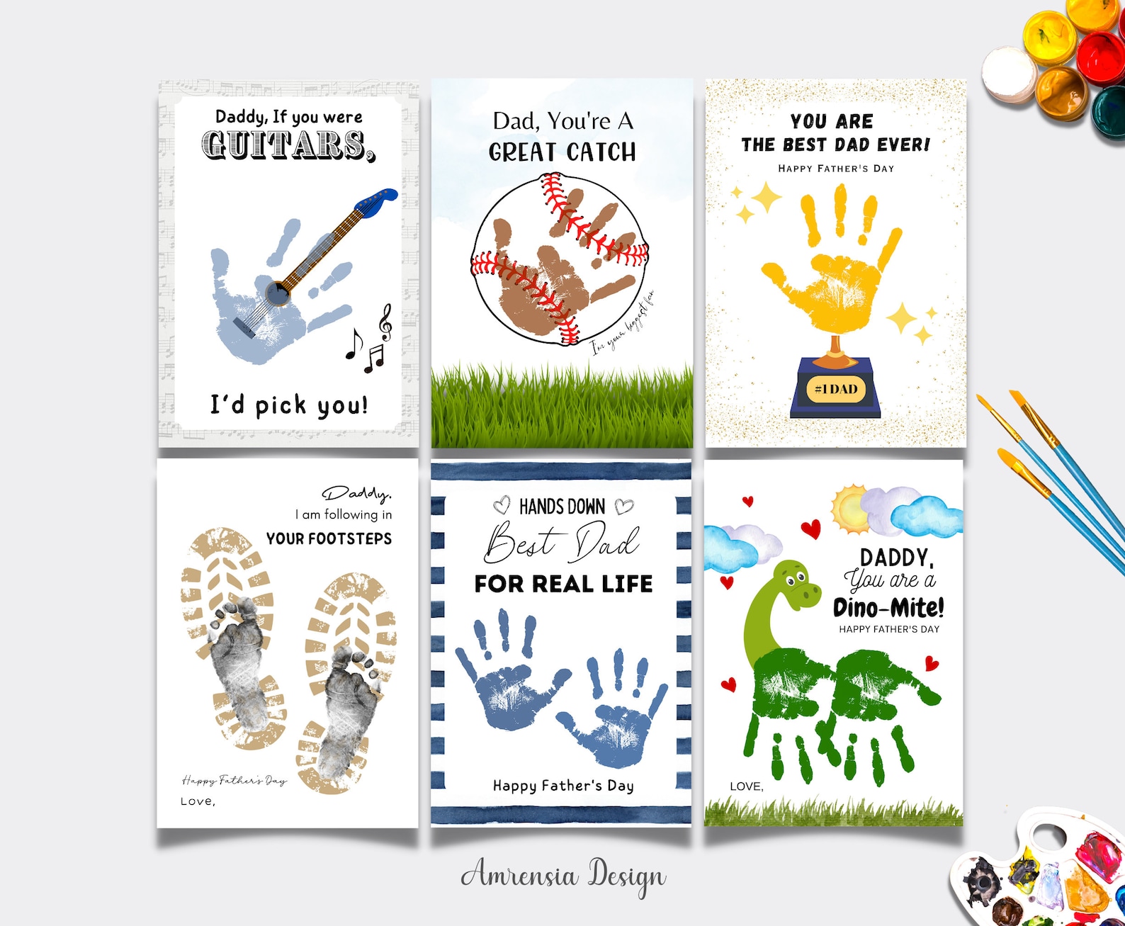 20 Design Fathers Day Handprint Footprint Keepsake for Dad, DIY ...