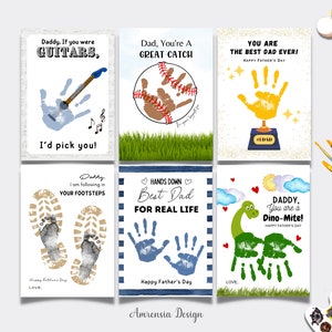 20 Design Fathers Day Handprint Footprint Keepsake for Dad, DIY ...