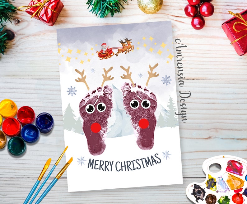 18 Design BUNDLE Christmas Craft Handprint Footprint Finger - Etsy