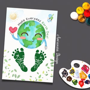 Happy Earth Day Make Everyday Earth Day Go Green Footprint Art Kids ...