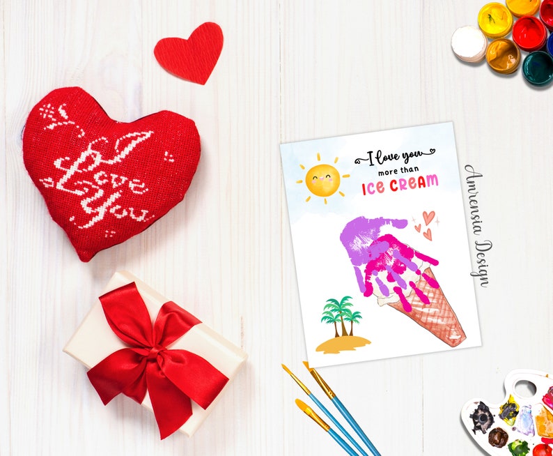 Handprint Art I Love You More Than Ice Cream, Love Valentine Printable ...