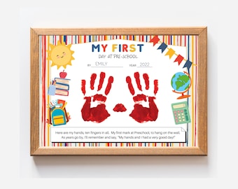 First Day of Preschool Handprint Art, First Day of School, Handprint ...