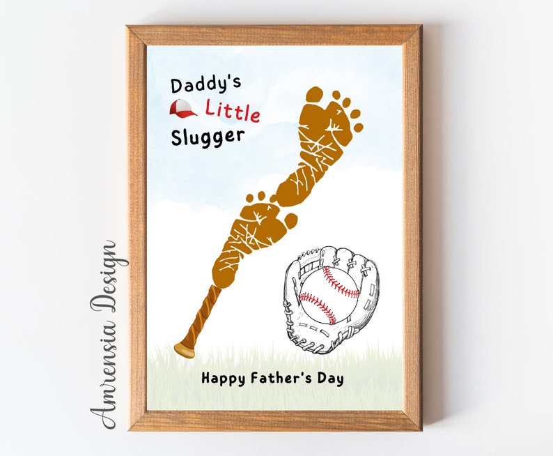 Daddy's Little Slugger, Fathers Day Footprint Keepsake for Dad, DIY ...