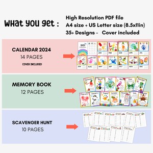 CALENDAR 2024 Handprint Art, Handprint Memory Book, A-z Scavenger Hunt ...
