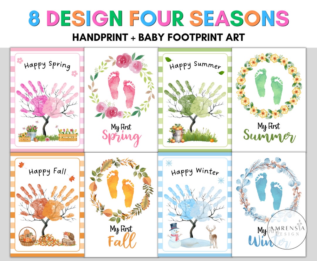 BUNDLE Four Season Handprint Art, Baby Footprint Kit, Toddler Baby Kids ...