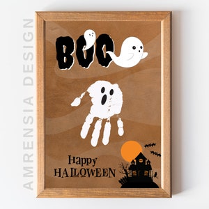 Halloween Footprint Art, BOO Happy Halloween Keepsake Craft Handprint ...