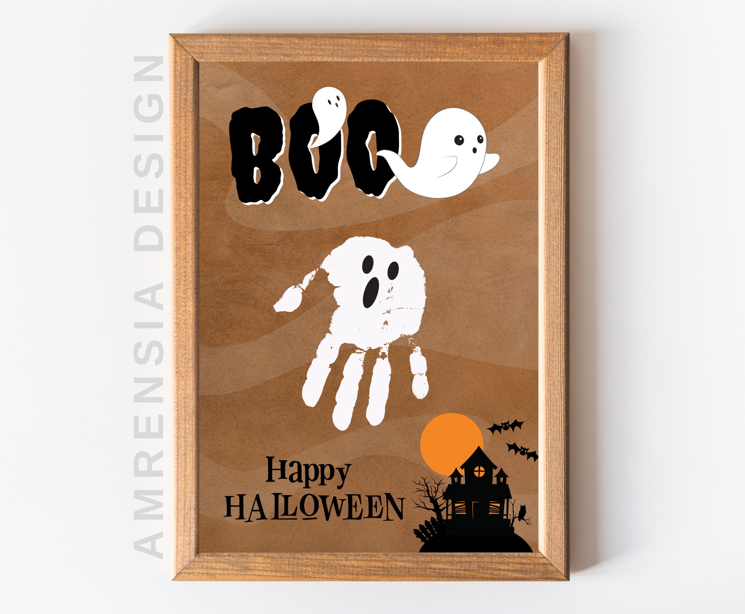 Halloween Footprint Art, BOO Happy Halloween Keepsake Craft Handprint ...
