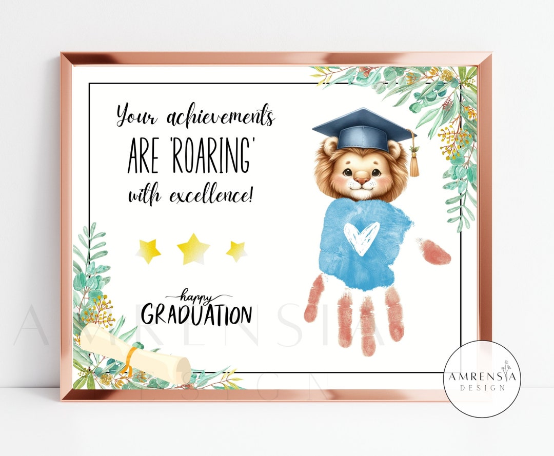 Happy Graduation Card Lion Handprint Craft Art, Congratulation Card ...