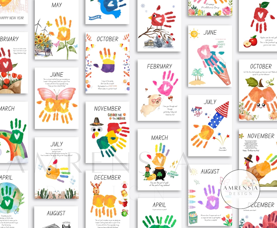 2 SETS of Handprint Memory Book 24 Pages Simple Version Printable for ...