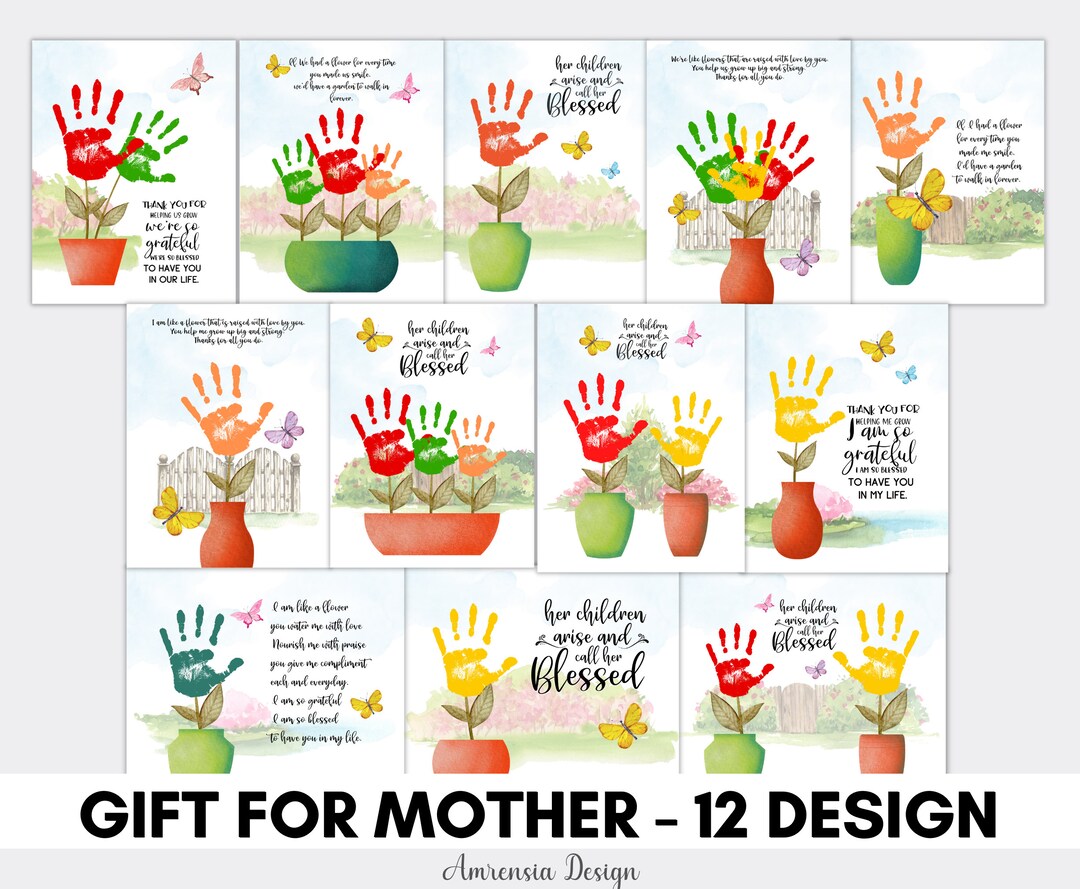 BUNDLE Handprint Flower, Gift for Mother,mother's Day, Mom Birthday ...