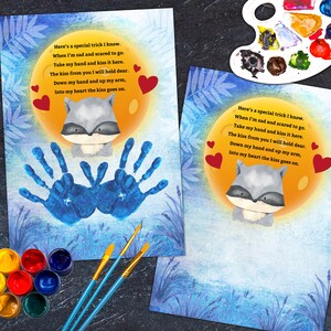 The Kissing Hand Book Raccoon, My First Day of Preschool Handprint Art ...