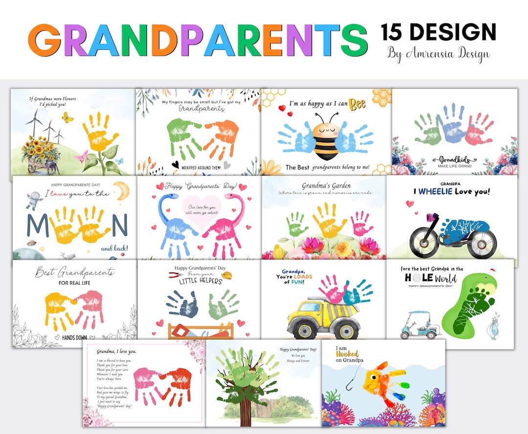 15 Design Grandparents Day Handprint Footprint Keepsake, Grandma ...