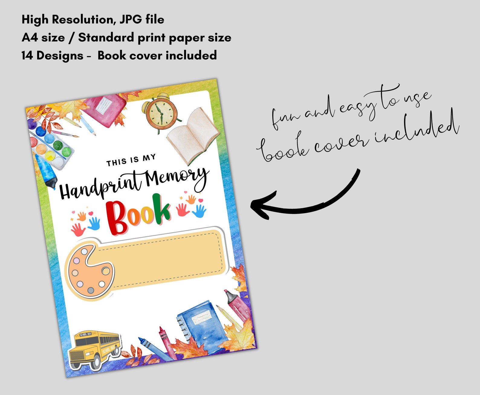 Handprint Memory Book Printable for Prek, Preschool Kindergarten 1st ...