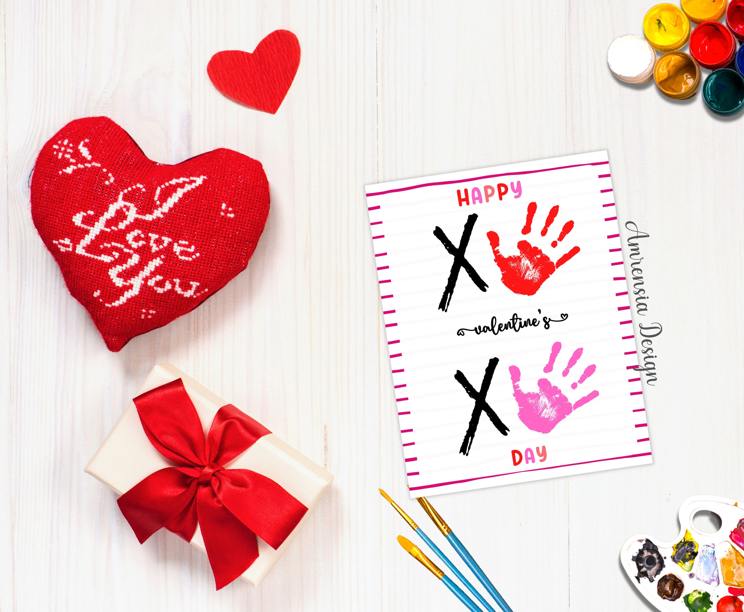XOXO Handprint Craft DIY Toodler Art Love Valentine Printable Template ...