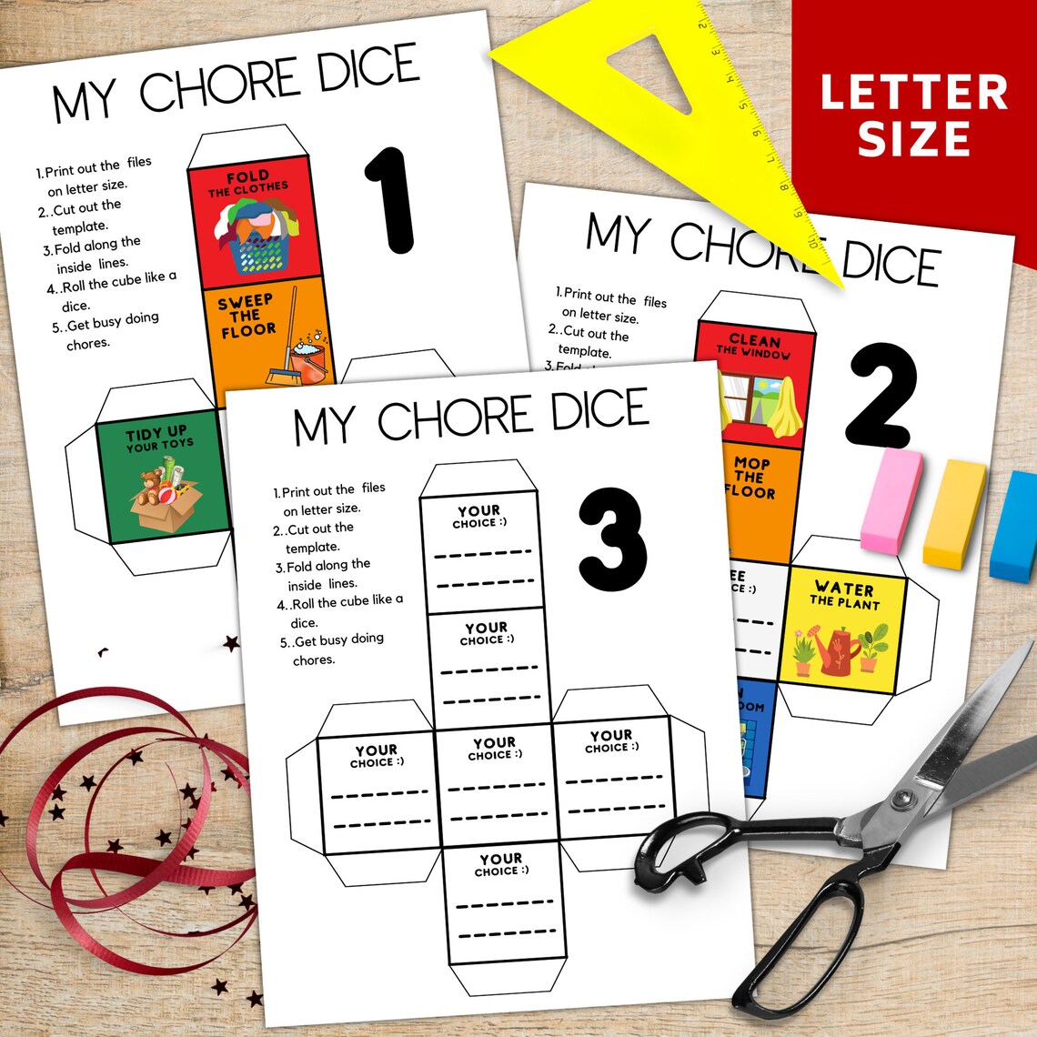 Chore dice for kids kids activity at home preschool fun | Etsy