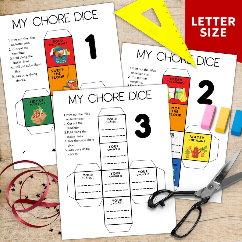 Chore Dice for Kids, Kids Activity at Home, Preschool, Fun Activity for ...
