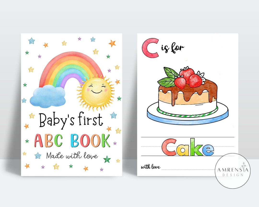 52 PAGES ABC Baby Shower Coloring Book, Baby's First ABC Book, Rainbow ...