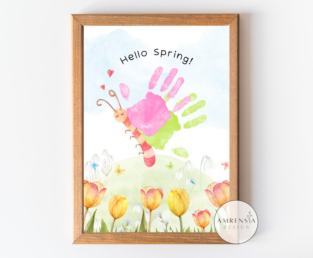 Hello Spring Butterfly Handprint Art Template for Baby Kids Toddler ...