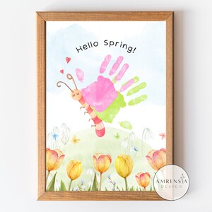 Hello Spring Butterfly Handprint Art Template for Baby Kids Toddler ...