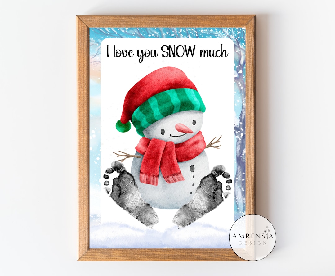Snowman Footprint Art, Snowman Craft, Christmas Home Decoration, Winter ...