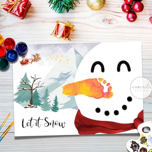 Snowman Footprint Art, Snowman Craft, Home Decoration, Winter Footprint ...