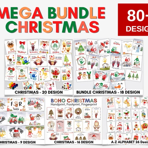 20 Design BUNDLE Christmas Craft Handprint Footprint Finger - Etsy