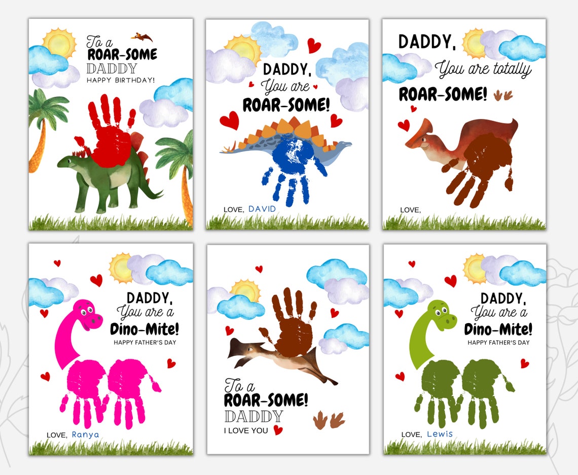 Father's Day Gift BUNDLE Dinosaur Handprint Craft Happy - Etsy
