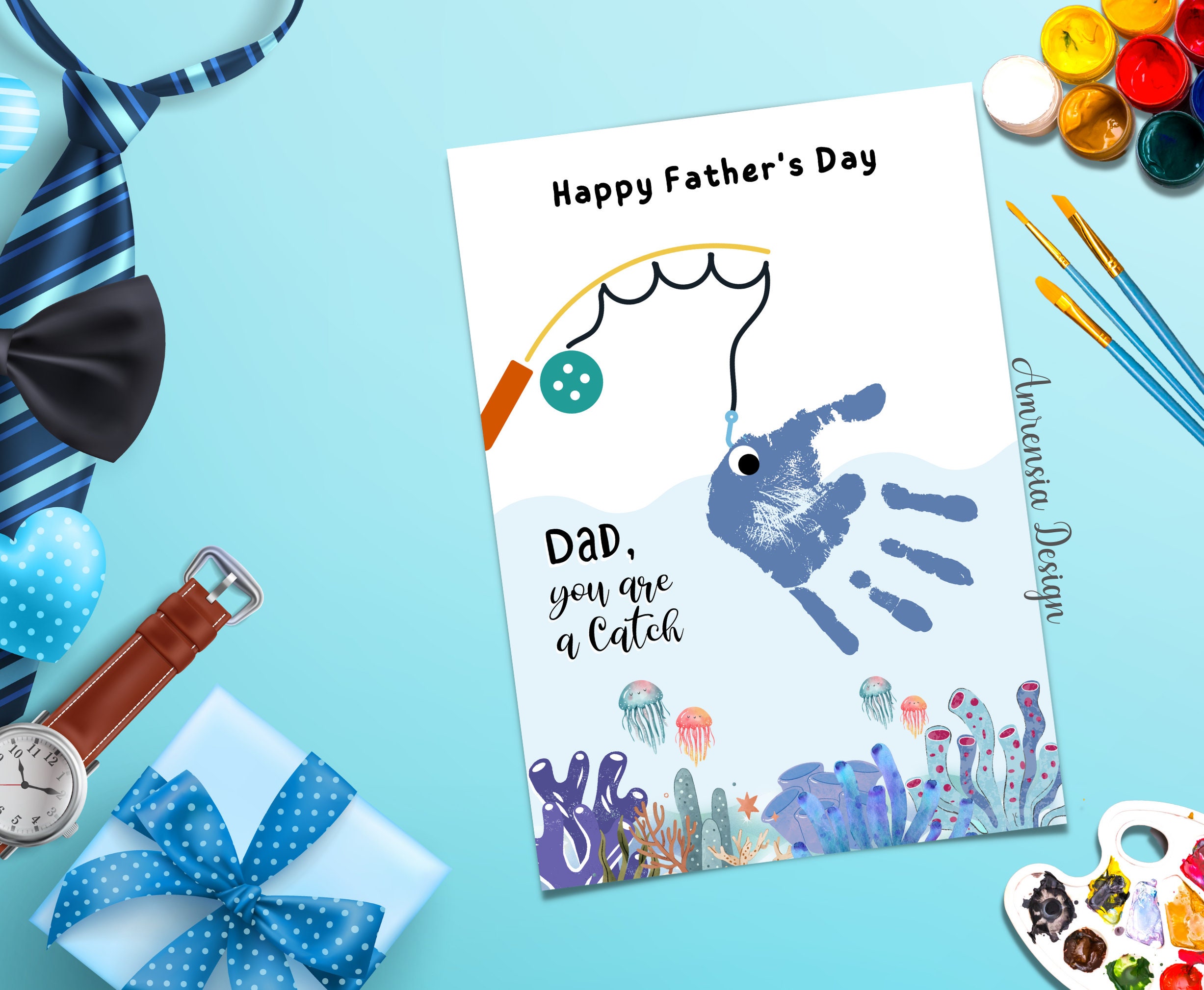 Dad You're a Catch Fathers Day Handprint Keepsake for - Etsy