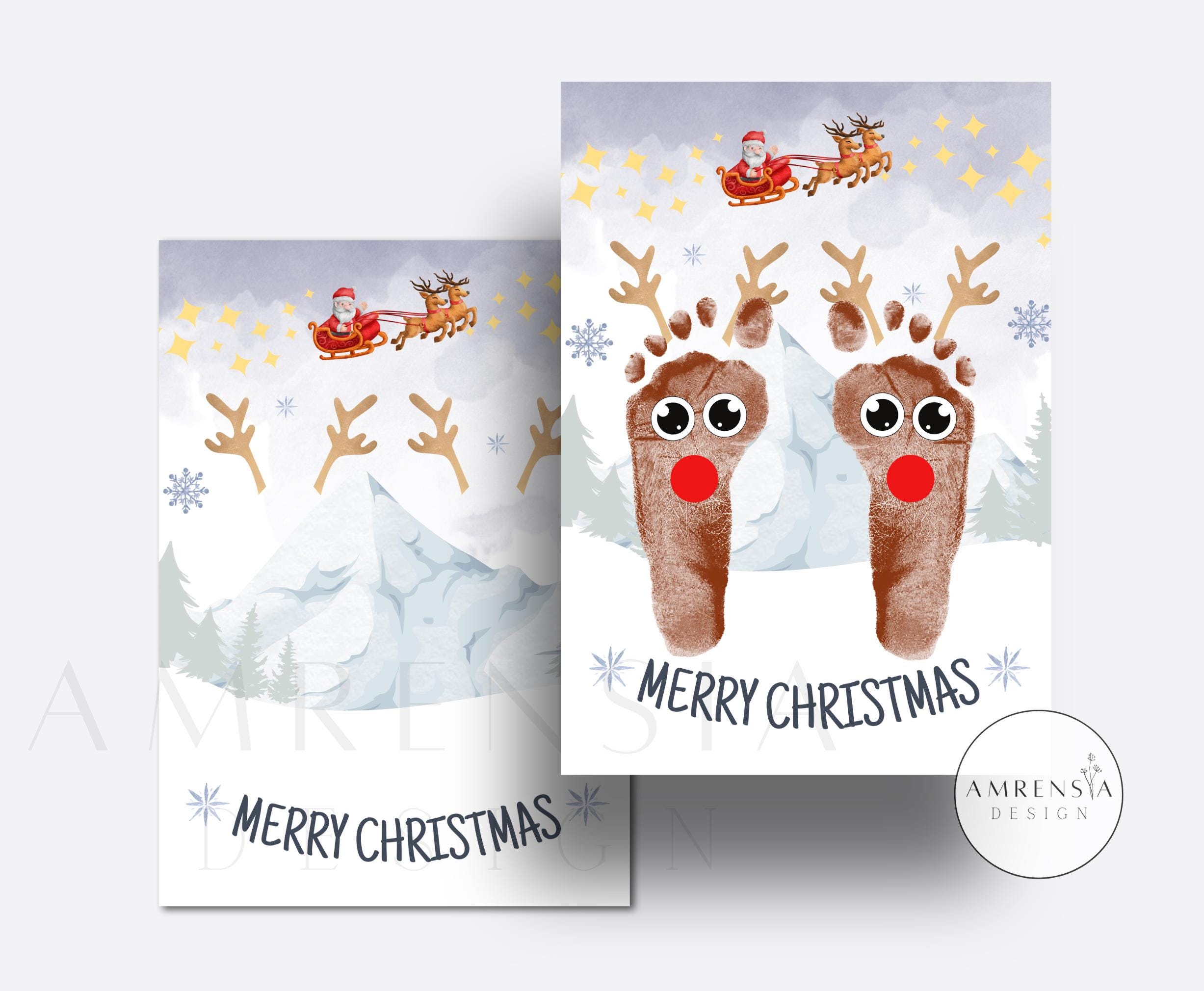 Christmas Handprint Art, Reindeer Footprint Art Winter Craft, Home ...