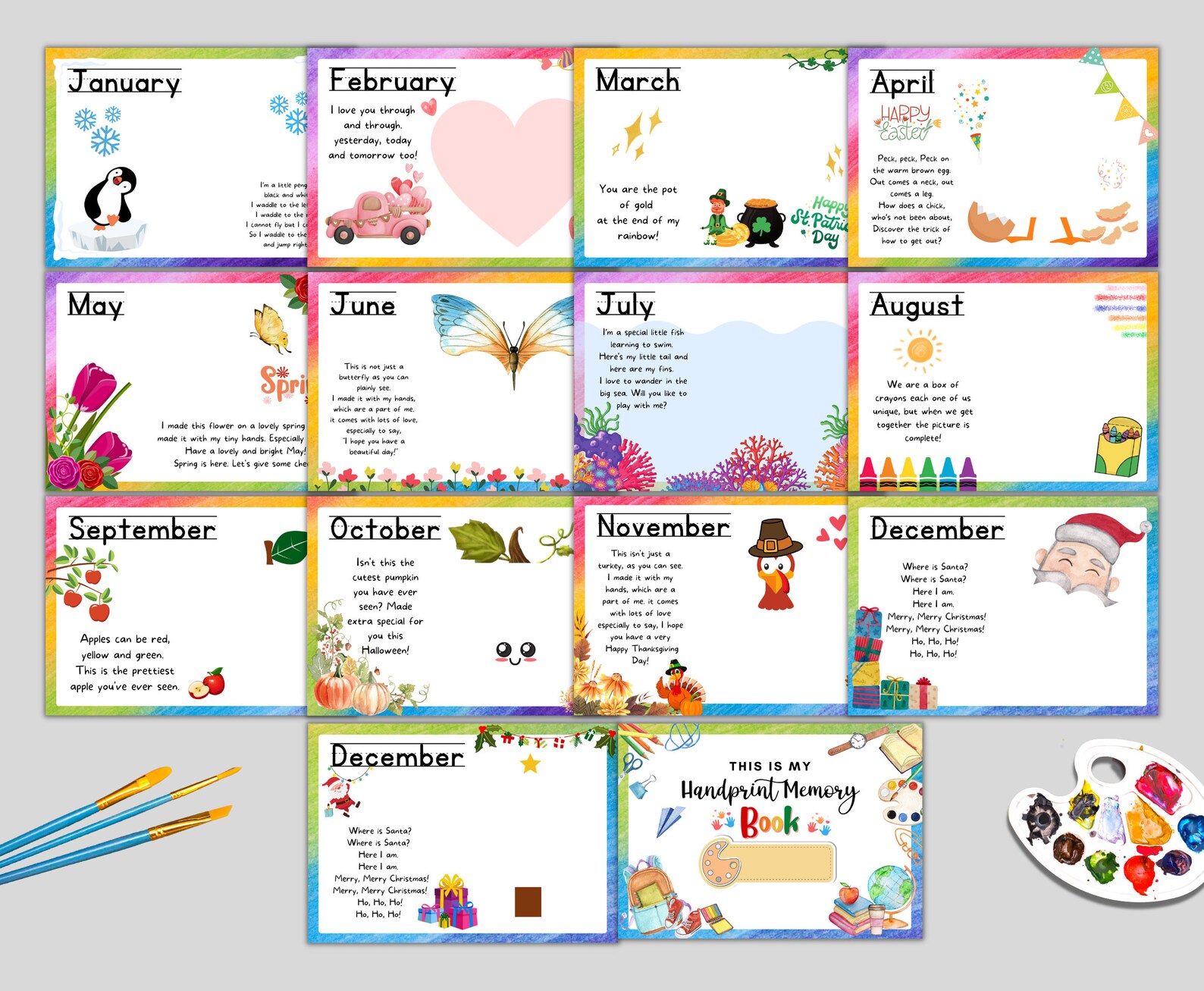 Handprint Memory Book Printable for Prek Preschool - Etsy UK