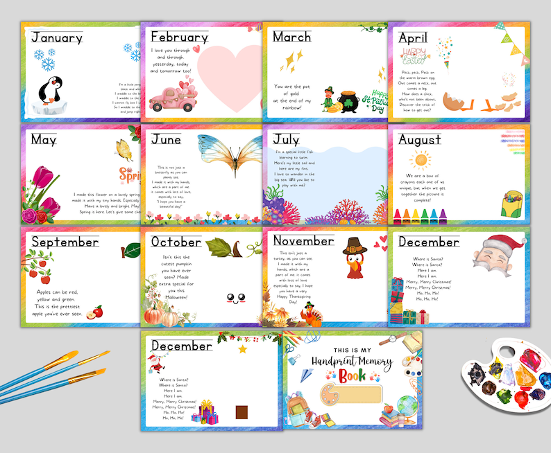 Handprint Memory Book Printable for Prek, Preschool Kindergarten 1st ...