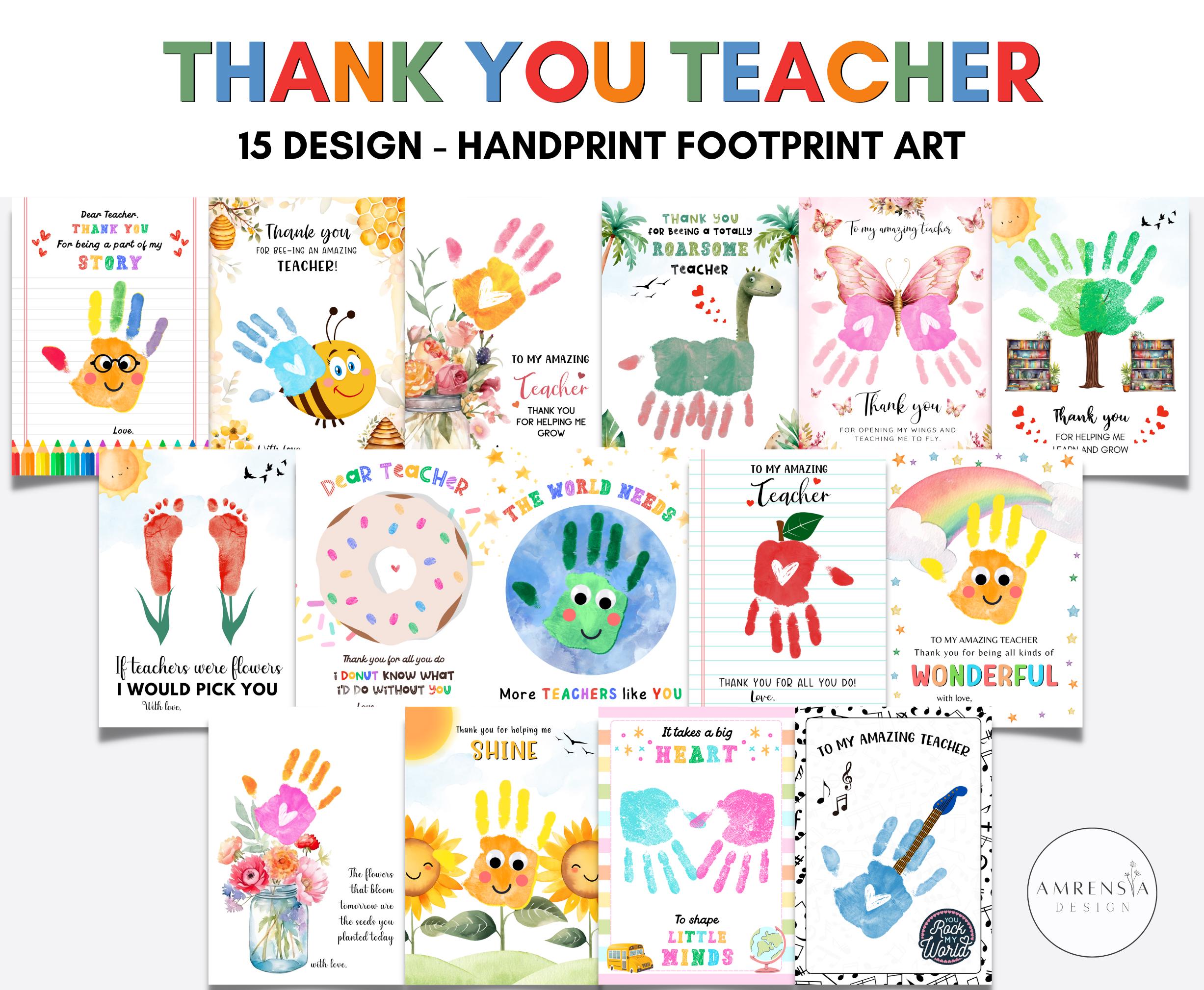 Teacher Appreciation Week Craft, Handprint Footprint Fingerprint Art ...