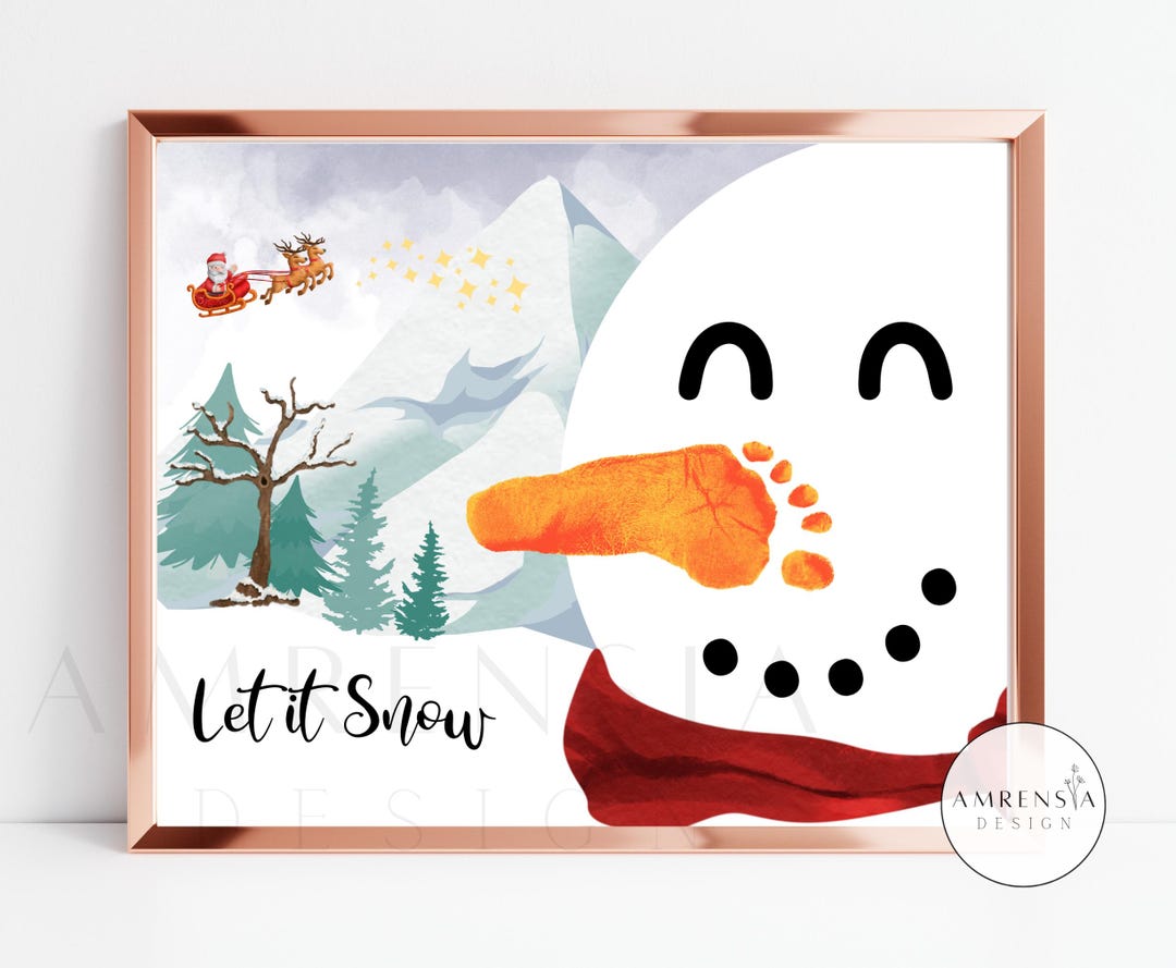 Snowman Footprint Art, Snowman Craft, Home Decoration, Winter Footprint ...