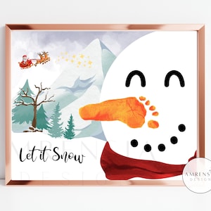 Snowman Footprint Art, Snowman Craft, Home Decoration, Winter Footprint ...