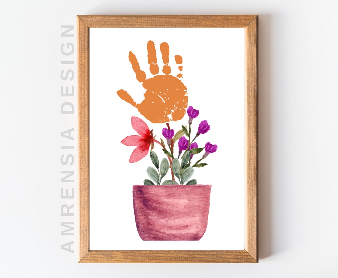 Flower Handprint Art, Handprint Keepsake for Mother’s Day, Birthday ...