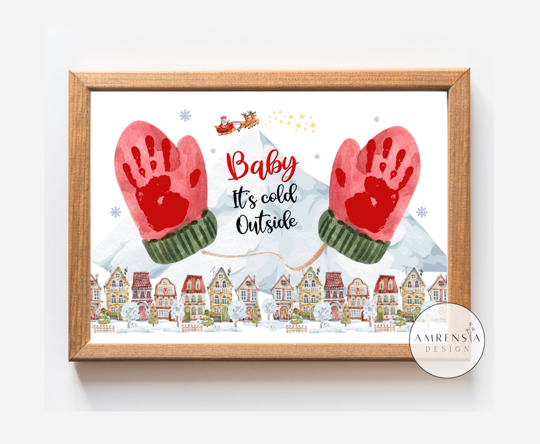 Christmas Handprint Art, Winter Snowman Mittens, Home Decoration ...