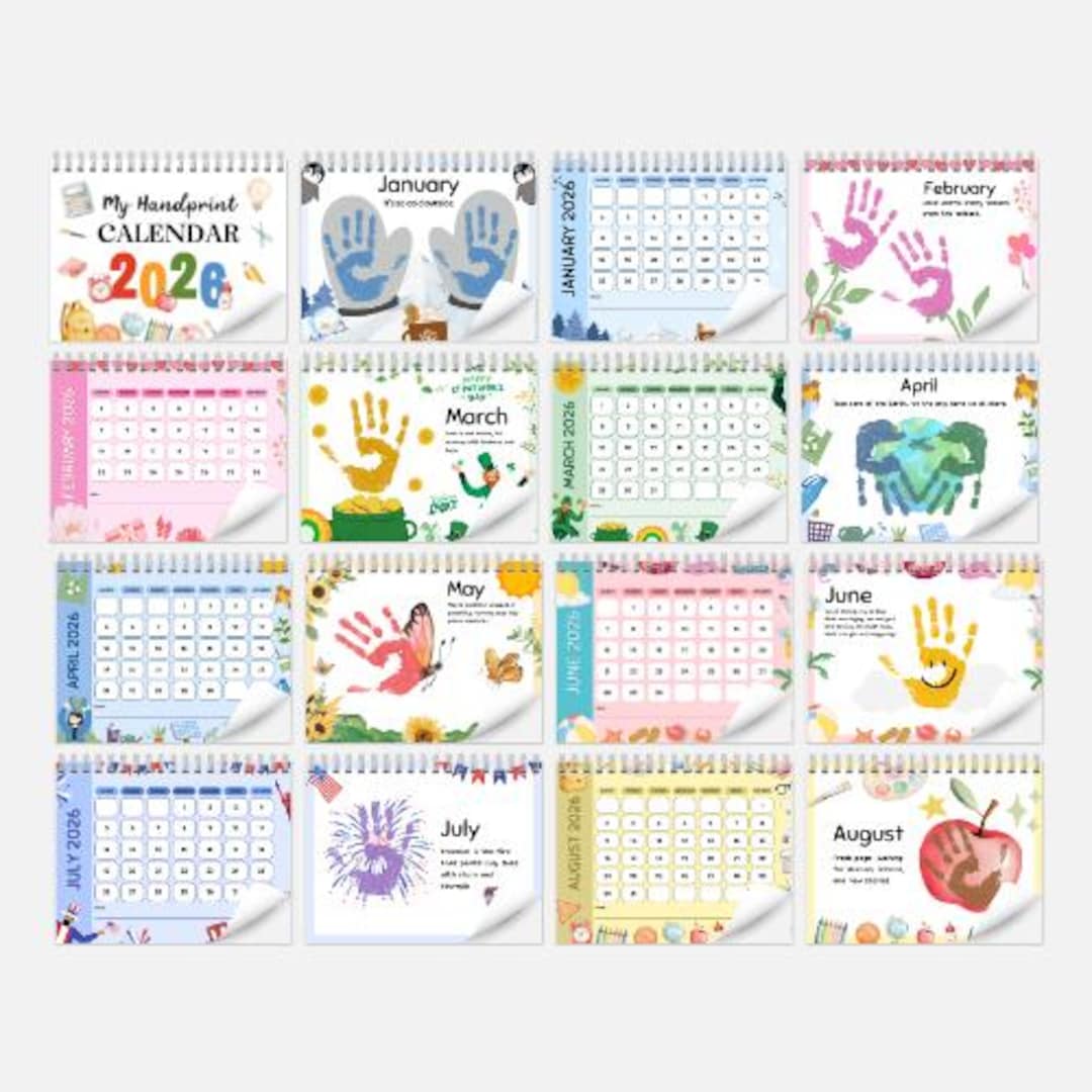 Editable Handprint Calendar, Kids Memory Book Printable (PDF) - Etsy UK