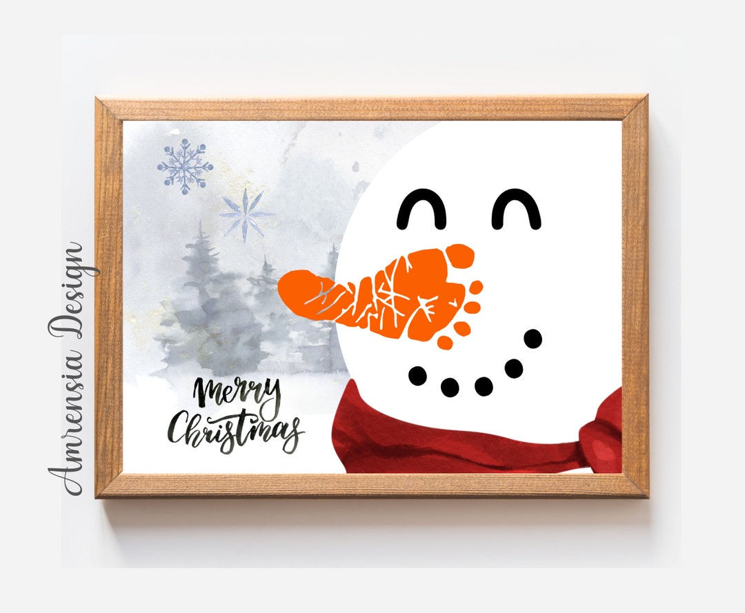 Snowman Footprint Art, Snowman Craft, Home Decoration, Winter Footprint ...
