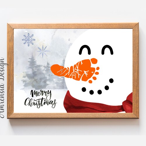 Snowman Footprint Art Snowman Craft Home Decoration Winter - Etsy
