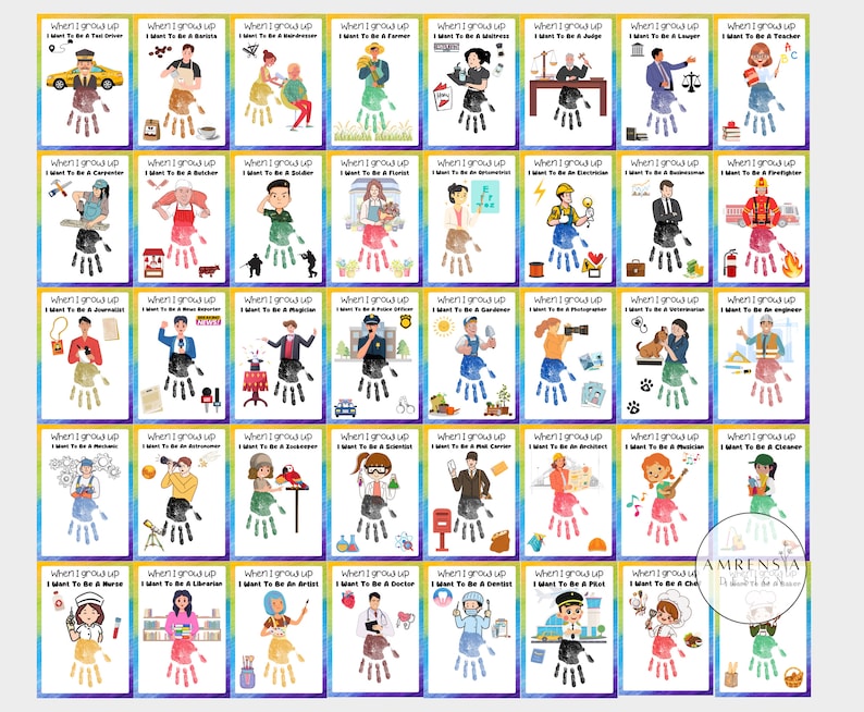 Handprint When I Grow up I Want to Be, Handprint Art for Prek ...
