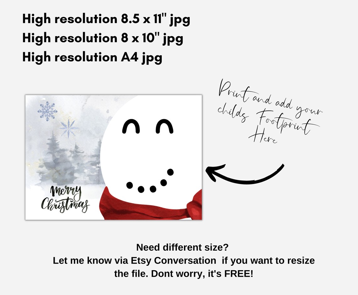 Snowman Footprint Art Snowman Craft Home Decoration Winter - Etsy