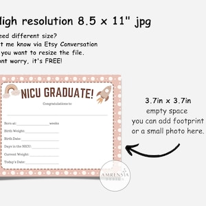 NICU Graduate Printable Footprint, Baby Keepsake, Newborn Baby ...