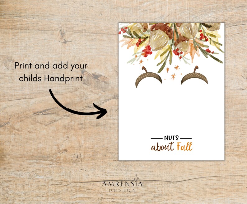 Nuts About FALL Craft Printable Hand Print Art Easy Craft for - Etsy