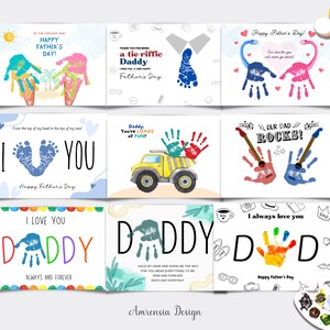 25 Design Fathers Day Handprint Footprint Keepsake for Dad, DIY ...