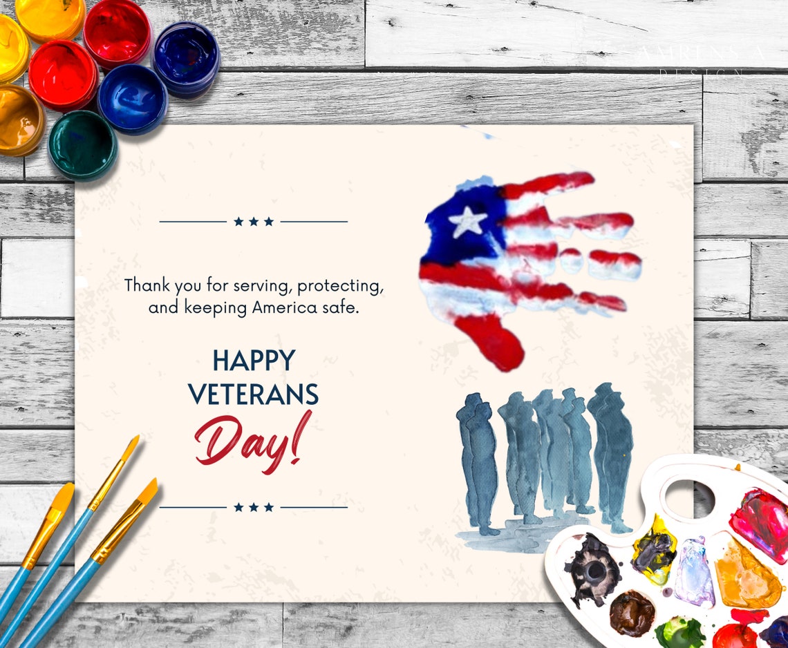 Easy Handprint Craft for Veterans Day USA Flag Happy - Etsy