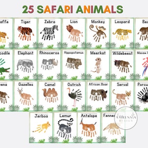 25 Design Safari Animals Handprint Art Kit for Toddlers, Preschoolers ...