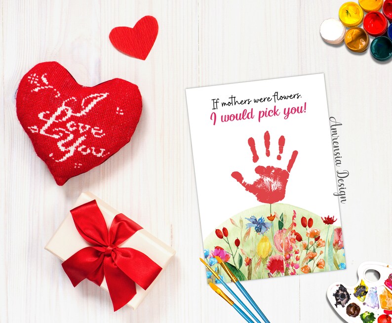 Flower Handprint Craft Happy Mother's Day Handprint Art - Etsy